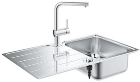 GROHE 31573SD1 -Sada kuchyň. dřezu K500 s odkapávačem a baterie A 86×50 cm nerez