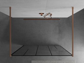 Mexen Kioto, sprchová zástěna Walk-In 110 x 200 cm, 8mm sklo černý vzor, ​​měděný matný profil, 800-110-002-65-78