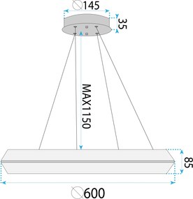 Toolight Toolight, LED stropní svítidlo 60cm, 45W, 4000K, APP1768-CP, zlatá, OSW-04344