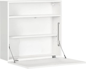 HOMCOM Moderní nástěnný skládací stůl s úložnými policemi, nosnost 40 kg, pro ložnici, obývací pokoj, kancelář 64x20x60 cm Bílý | Aosom