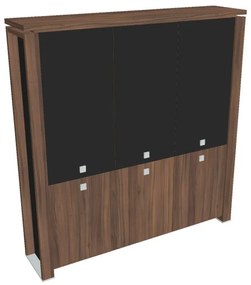 Vysoká skříň Verno+ S 200 x 46 x 210 cm, kombinované dveře, ořech / černá