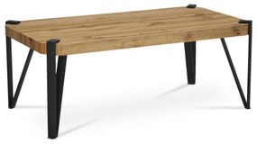 Konferenční stolek AHG-260 OAK, 110x60 cm, deska MDF, dekor divoký dub, nohy kov černý mat