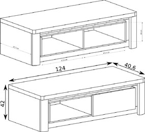 LIVINIO | TV stolek L-10 | 124 cm | V CENĚ LED LIŠTA | ribbeck/bílá lesk