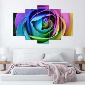 Obraz na plátně pětidílný Růže Květina Barevné - 150x100 cm