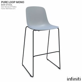 Barová židle Pure Loop Mono Barva kovové konstrukce: Matt black 31, Barva sedáku a opěradla z recyklovaného plastu: Almond grey IP421C