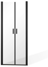 Roltechnik Outlet Dvoukřídlé sprchové dveře BADEN BLACK II pro instalaci do niky Varianta: šířka: 80 cm, orientace: Univerzální - (BADEN BLACK II/80 - 4000860), Barva profilů a typ výplně: profily: černá (elox), výplň: transparent