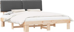 Rám postele s čalouněným čelem s čelo Tmavě šedá 200 x 200 cm 3398065