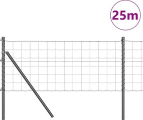 Euro plotové kotvení 25 x 0,8 m Ocel potažená PVC Šedá Síťovina 3350423