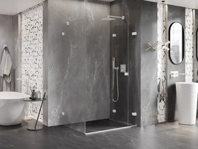 Mexen Lunar-F, sklápěcí sprchový kout pravý 95 x 90 cm, 8mm čiré sklo, bílý profil, 836-095-090-20-00-P