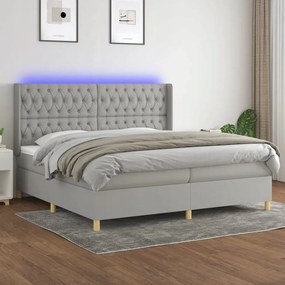 Box Spring Postel S Matrací A Led Textil Světle Šedá Prošívaný design 200