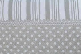 Krepové povlečení selského stylu šedé barvy s bílým puntíkem a po stranách s proužky 1x 90/70