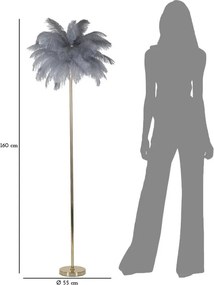 Stojací lampa Palm 160 cm šedá/zlatá