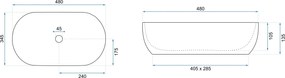 Rea Amelia, umyvadlo na desku 480x345x135 mm, imitace kamene-písková, REA-U8480