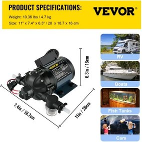 Washdown Pump, 12 V DC, 26,5 l/min 4,1 bar, Max. Samonasávací vodní čerpadlo 3 m