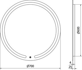 Mexen Rose kulaté podsvícené koupelnové zrcadlo, 70 cm, LED 6000K, proti mlze - 9810-070-070-611-00