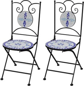vidaXL Skládací bistro židle 2 ks keramické a bílé [41535] Barva: Modrá