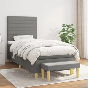 vidaXL Box spring postel s matrací 100 x 200 cm textil [3137215] Barva: Tmavě šedá
