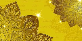 Malvis ® Pětidílný obraz Zlatá mandala Velikost (šířka x výška): 200x100 cm