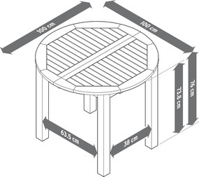 Tchibo - Kulatý/oválný rozkládací zahradní stůl - barva: hnědá