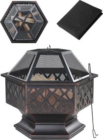 Zahradní ohniště Hexa 70 cm černé