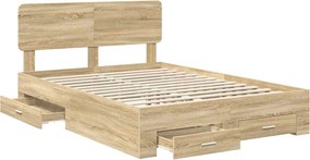 Rám postele s čelo Sonoma dub 140 x 190 cm Kompozitní dřevo 3412375