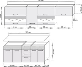 Kuchyňská linka Scasi, dub sonoma/dub milano