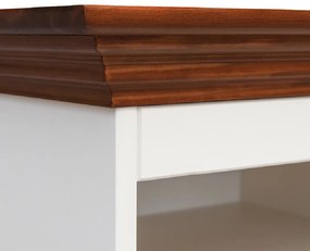 Massive home | Belluno Elegante velký bílý televizní stolek z masivu s ořechovou deskou