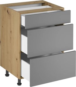 Spodní skříňka, dub artisan / šedý mat, LANGEN D60S3 P
