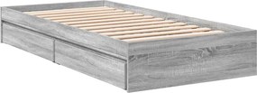 Rám postele se zásuvkami šedý sonoma 90x200 cm kompozitní dřevo 3280683