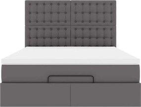 Osmanský rám postele s matrací šedá 140x200cm umělá kůže 3313009