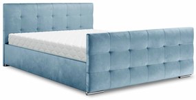 Manželská postel 140 cm Billie (modrá) (s roštem a úložným prostorem). 1046817
