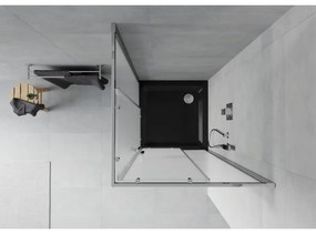 Mexen Rio čtvercový sprchový kout 70 x 70 cm, Vzor jinovatky, Chromovaná + sprchová vanička Flat, Černá - 860-070-070-01-30-4070