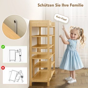 HOMCOM Botník, stojan na boty se 6 úrovněmi, bambusová zásuvka, pro max. 18 párů bot, botník do předsíně, ložnice, 101 x 30 x 100 cm, přírodní
