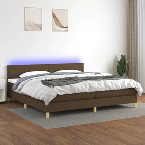 Box spring postel s matrací a LED tmavě hnědá 200x200 cm textil,  3133584