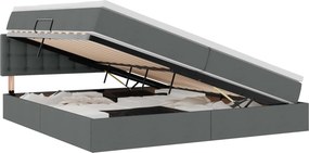 Postel s úložným prostorem a matrací Tmavě šedá 200 x 200 cm 3370657