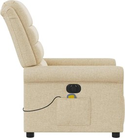 Elektrické masážní polohovací křeslo krémové textil 3303312