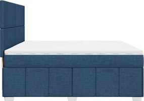 Box spring postel s matrací modrá 200x200 cm textil 3291774