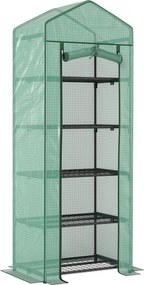 Mini skleník na květiny nebo zeleninu, ocel, plast, 69L x 49W x 193H cm, zelený
