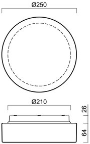 Osmont 71189 Elsa 1, kulaté stropní svítidlo z triplexového skla, 1x7W E27, prům. 25cm, IP65