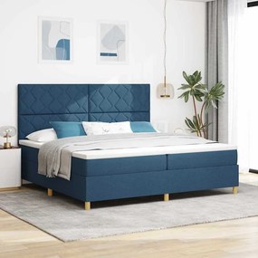 Postel s boxspringem s čelo Modrá 200 x 200 cm textil 3339727