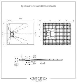 CERANO - Sprchová vanička obdélníková Gusto - bílá matná - 100x80 cm