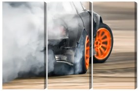 Vícedílný obraz Unášené Auto V Oblaku Kouře Nedostatek Nedostatek Přírodní plátno 120x80