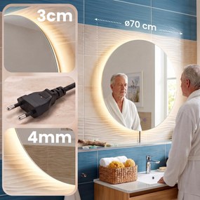Koupelnové zrcadlo Vendula 70 cm – čiré sklo