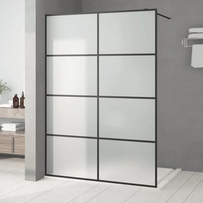 Sprchová zástěna walk-in černá 140 x 195 cm mléčné ESG sklo 152134