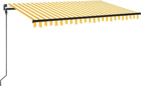 Ručně zatahovací markýza s LED světlem 450 x 300 cm žlutobílá 3069123