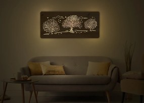 Li-Go "Tři lípy" světelný obraz s baterií 110x50cm varianta ovládání: manuál/pohybové čidlo, provedení povrchu: dub