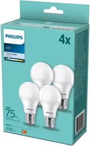Philips LED žárovka E27 75W 4000K 4 ks / Žárovka / Neutrální bílá / Tř