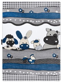 Hans Home | Dětský kusový koberec Petit Farm animals blue - 140x190