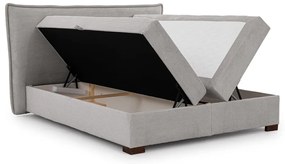 Světle šedá boxspring postel s úložným prostorem 200x200 cm Lysa – Ropez