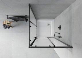 Mexen Rio, čtvercový sprchový kout 80(dveře)x80(dveře)x190 cm, 5mm sklo námraza, černý profil + bílá sprchová vanička RIO, 860-080-080-70-30-4510